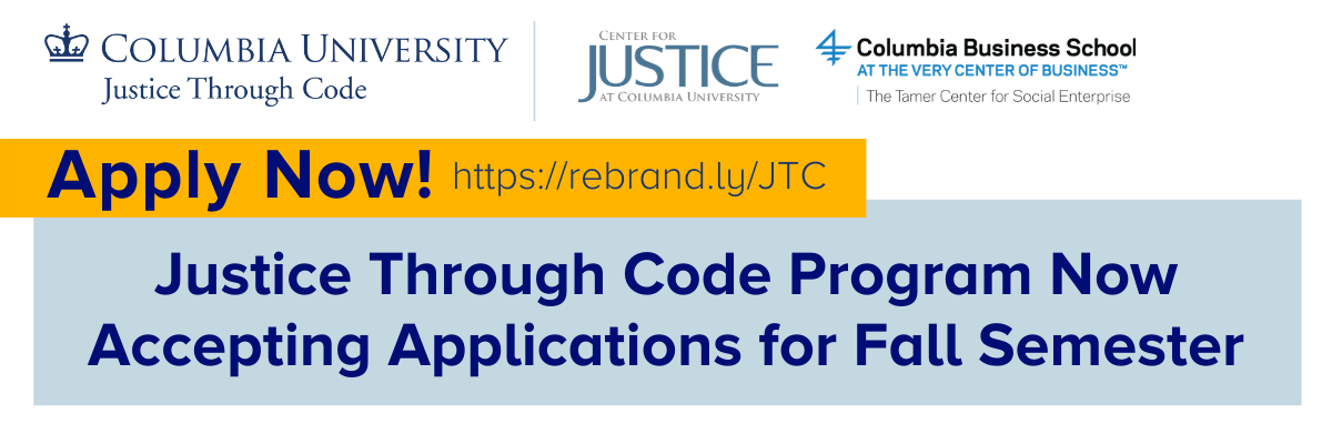 Justice Through Code Program Now Accepting Applications for Fall Semester | Center for Justice